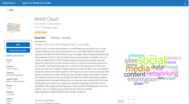Power Bi Word Cloud Visual Learn Dax